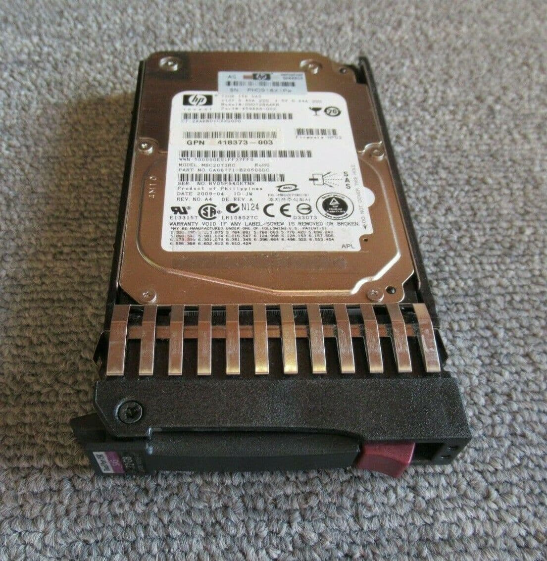 HP DH072BAAKN 459889-002 72GB 15000RPM SAS 3Gbps DP Hot Swap 2 5 ...