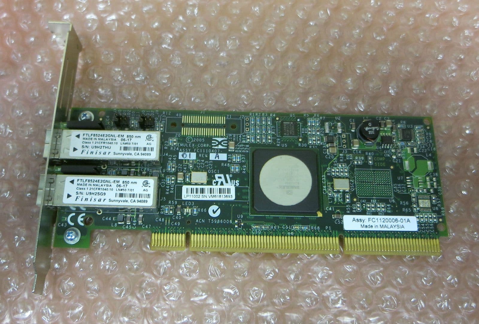 HP Emulex Corp LP11002 410985-001 4Gb Dual Channel PCI-x Fibre Channel Card