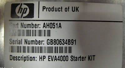 HP EVA4000 Starter Kit AH051A Inc 2x Controllers 8x 146Gb Array 2x SAN ...