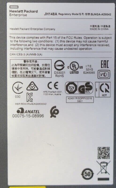 HP FlexNetwork 5510 48x 1GbE PoE 4x 10GbE SFP Port HI 1-Slot Switch JH148A