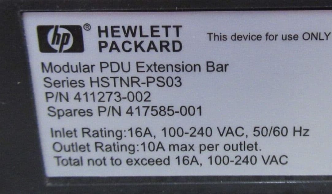 HP HSTNR-PS03 411273-002 417585-001 7 Outlets C13 Modular PDU Extension Bar