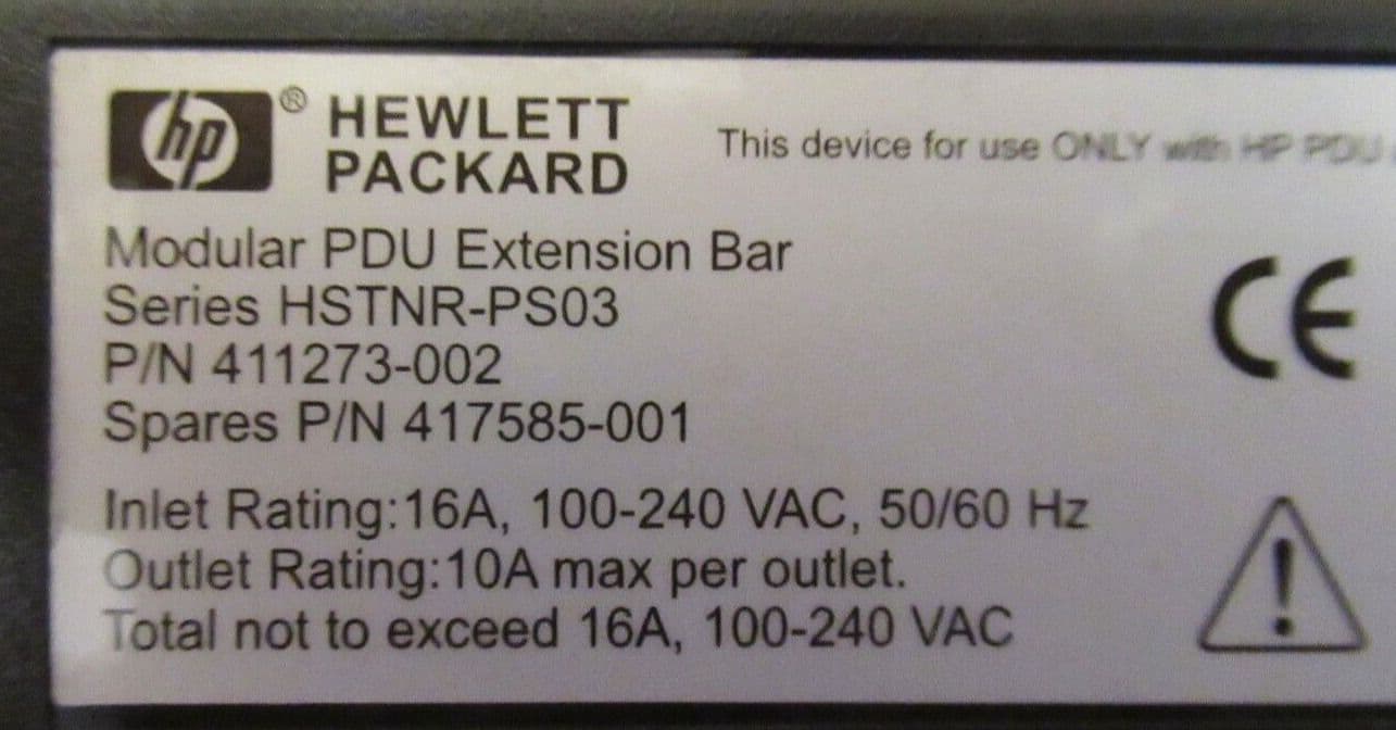 HP HSTNR-PS03 411273-002 417585-001 C13 Modular PDU Extension Bar With ...