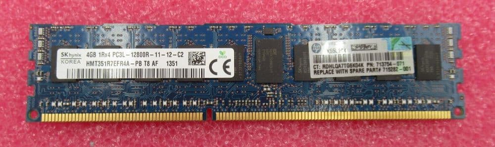 HP Hynix HMT351R7EFR4A-PB 713981-B21 4GB PC3-12800 DDR3-1600MHz CL11 Memory