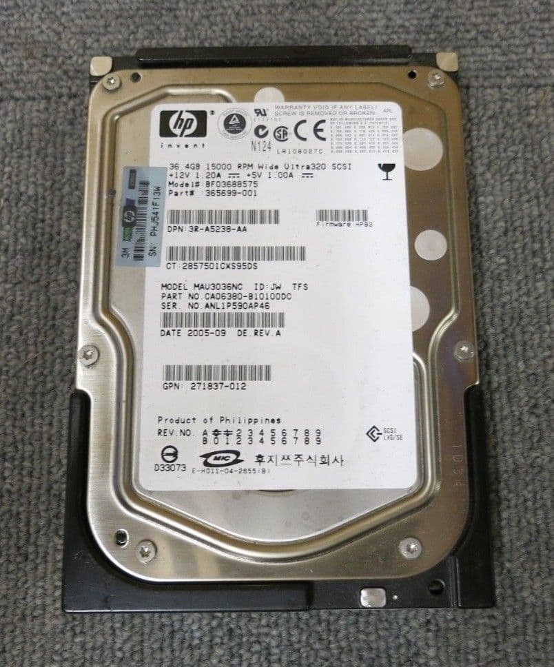 HP Invent BF03688575 365699-001 36 4GB 8MB 15000RPM 3 5" Ultra320 SCSI HDD