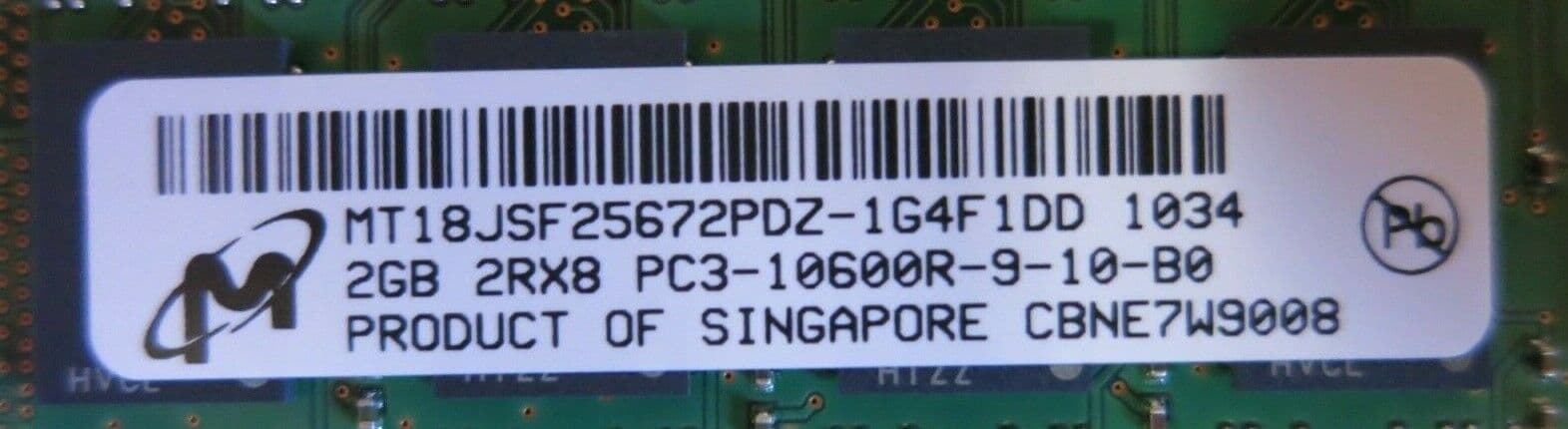 HP Micron MT18JSF25672PDZ-1G4F1DD 500202-061 501533-001 2GB PC3-10600 ...