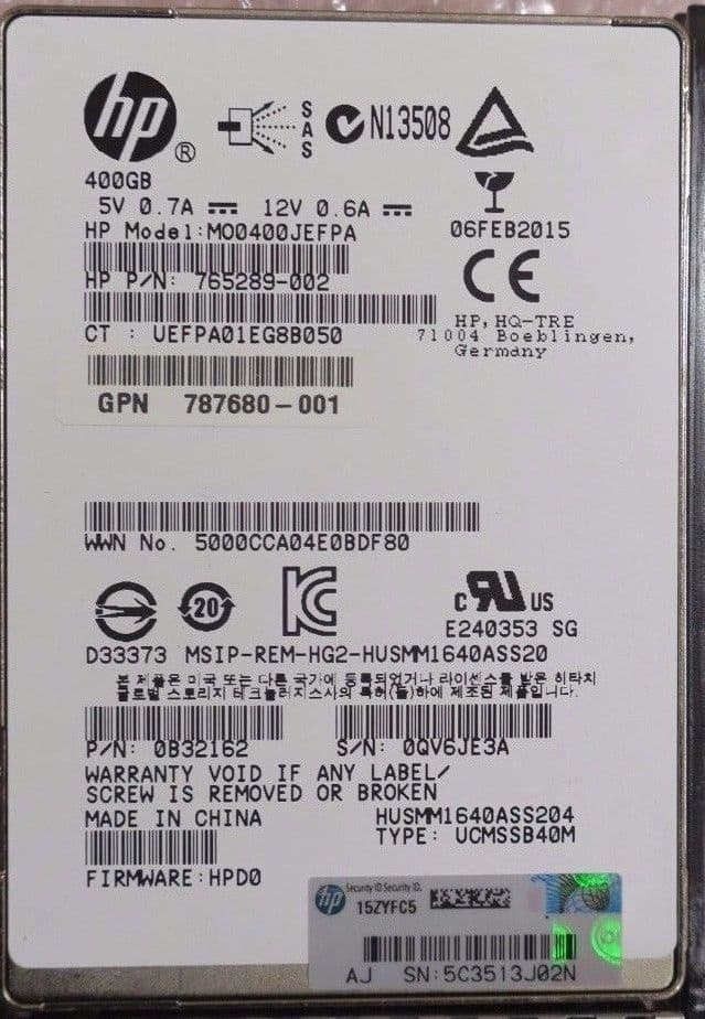 HP MSA 400GB 2 5" SAS 12Gb/s DP ME SFF SSD Solid State Drive 787336-001 ...