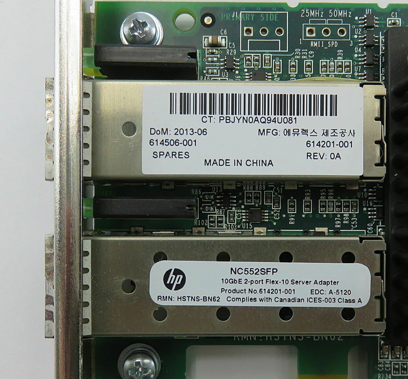 HP NC552SFP 10G 2-Port Flex-10 Server Network Adapter Card 614201-001 ...