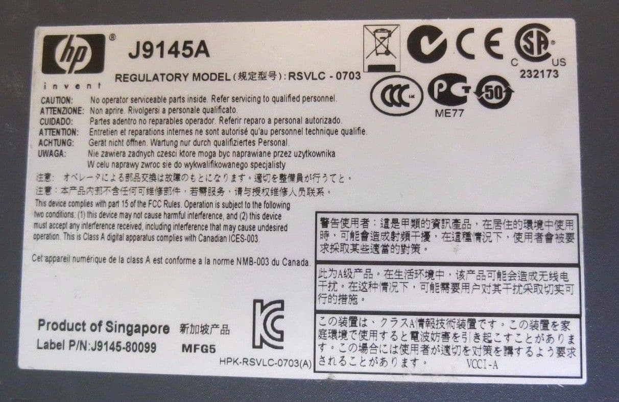 HP ProCurve 2910al-24G Layer 3 Managed Gigabit Ethernet Switch 24 Port ...