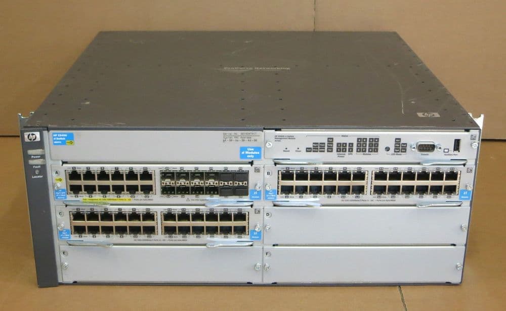 HP ProCurve E5406 ZL J8697A 6-Slot Switch 1x J9637A 2x J9550A 1x J8726A ...
