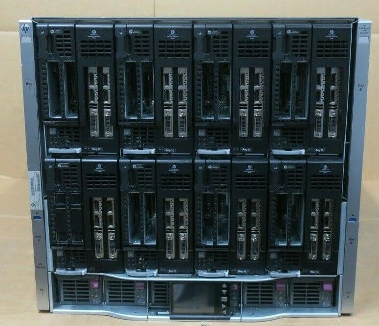 HP ProLiant C7000 8x WS460c G9 2x E5-2667v3 128GB RAM 2x Bay With GFX ...