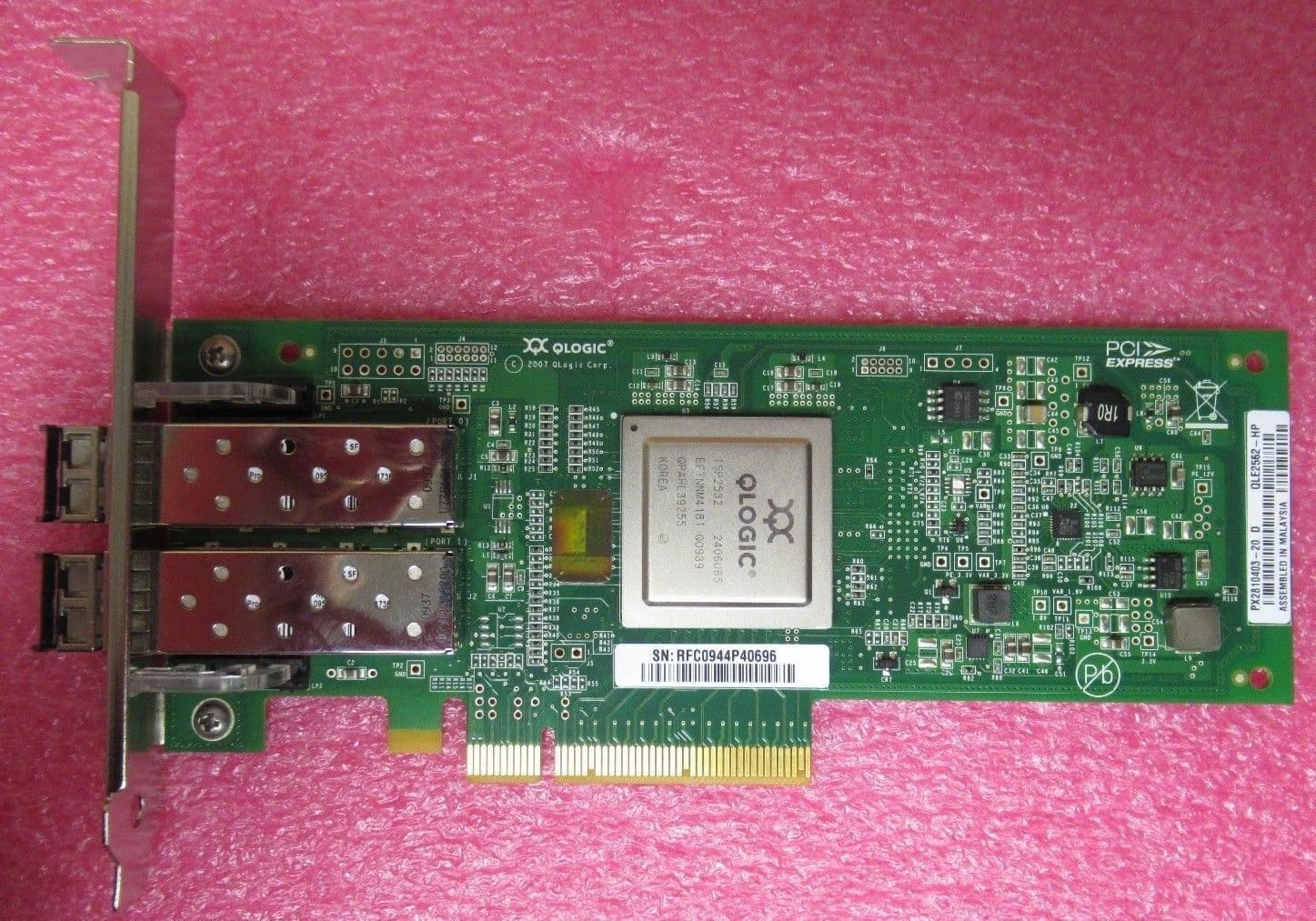 HP Qlogic QLE2562-HP 8GB Dual Port PCI-E 82Q FC Host Bus Adapter Card ...