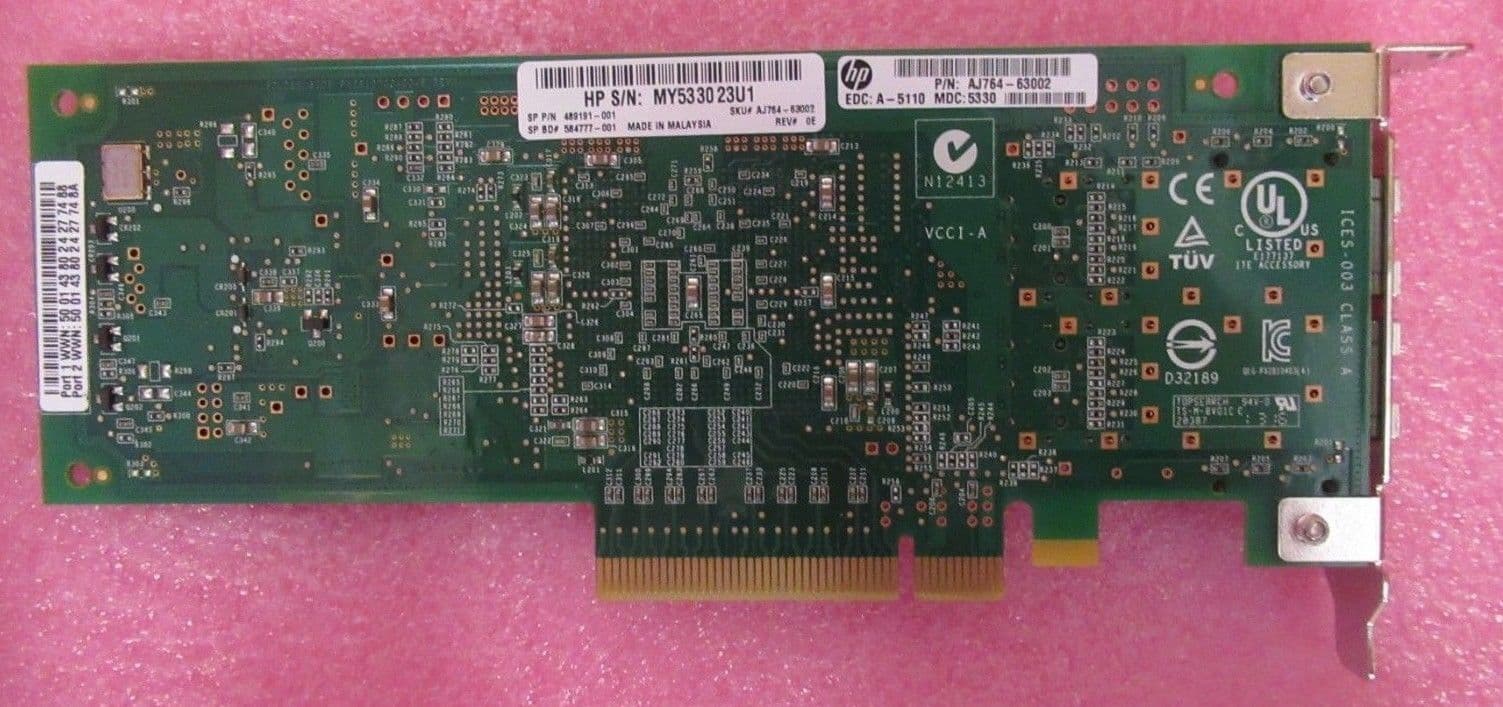 HP QLogic QLE2562-HP PCI-E 8Gb Dual Fibre HBA Host Bus Adapter 489191 ...