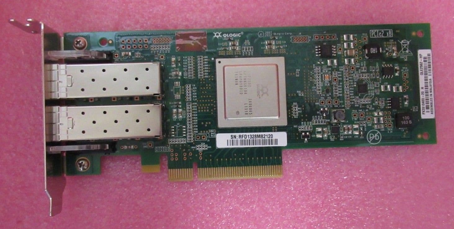 HP QLogic QLE2562-HP PCI-E 8Gb Dual Fibre HBA Host Bus Adapter 489191 ...