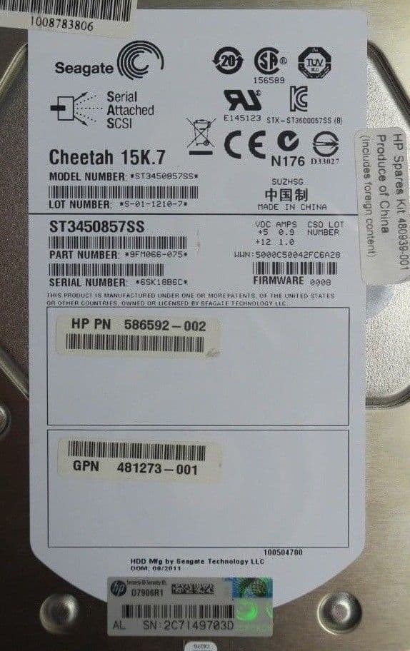 HP Seagate 450GB 15k 7 3 5" Hard Drive HDD ST3450857SS 480939-001 ...