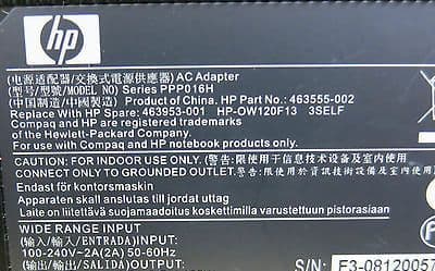 HP Series PPP016H AC Power Adapter 18 5V 6 5A 120W - P/N 463555-002