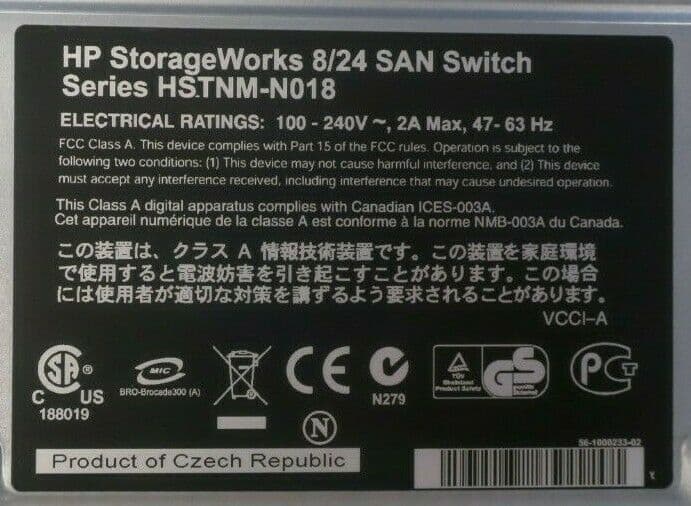 HP StorageWorks 8/24 SAN Switch 8Gb 24Ports Active AM868A 492292-001 HP ...