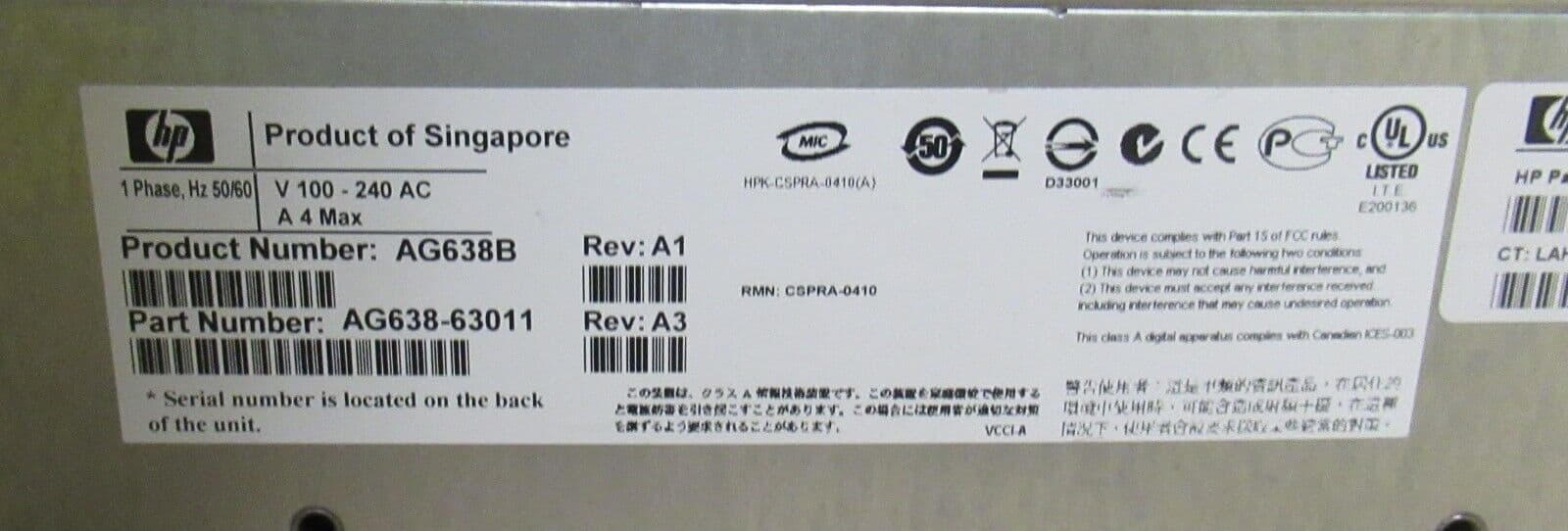 HP StorageWorks EVA4400 12-Bay Storage Shelf Array AG638B - AG638-63011