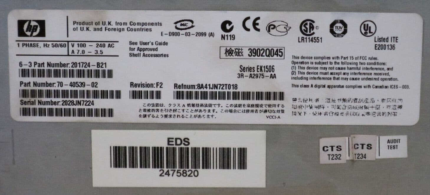 HP StorageWorks MSA500 G2 Modular Storage Array 1018 4GB Dual Controller SCSI