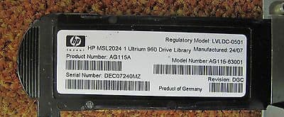 HP StorageWorks MSL2024 Back Up Tape Library Autoloader 407351-001