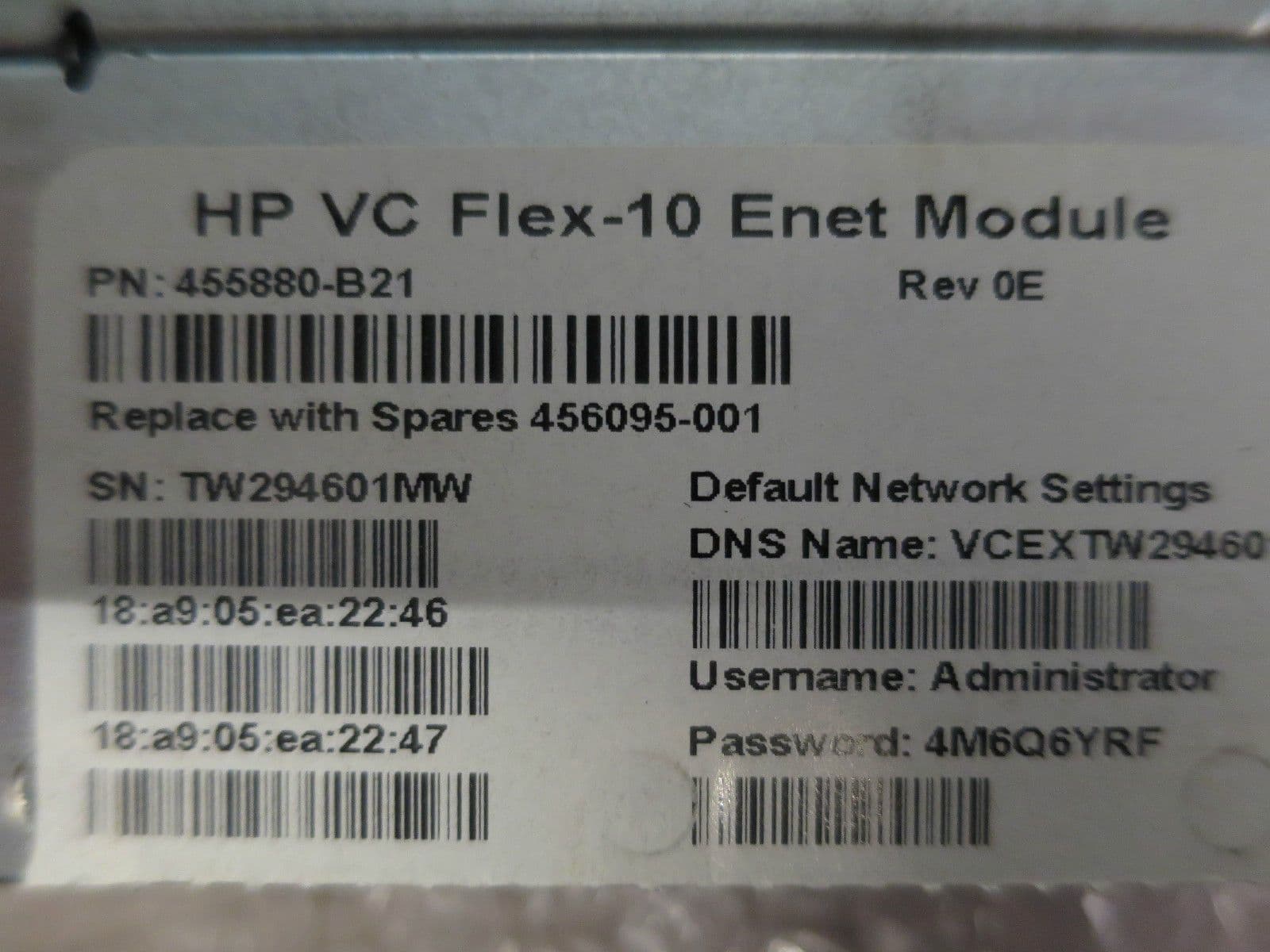 HP Virtual Connect VC Flex-10/10GB Switch BL-C7000 C3000 456095-001 ...