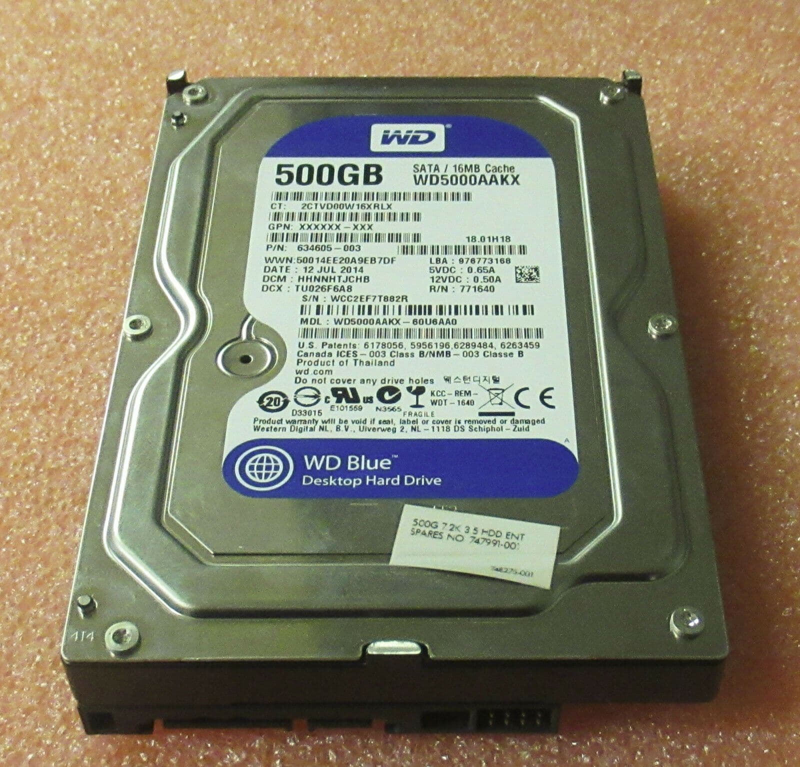 HP Western Digital Blue 500GB 3 5" SATA 6GB 7 2K 16MB HDD 747991-001 ...