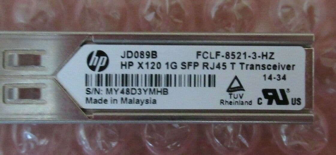 HP X120 1G SFP RJ45 T Transceiver JD089B FCLF-8521-3-HZ 14-34 Module