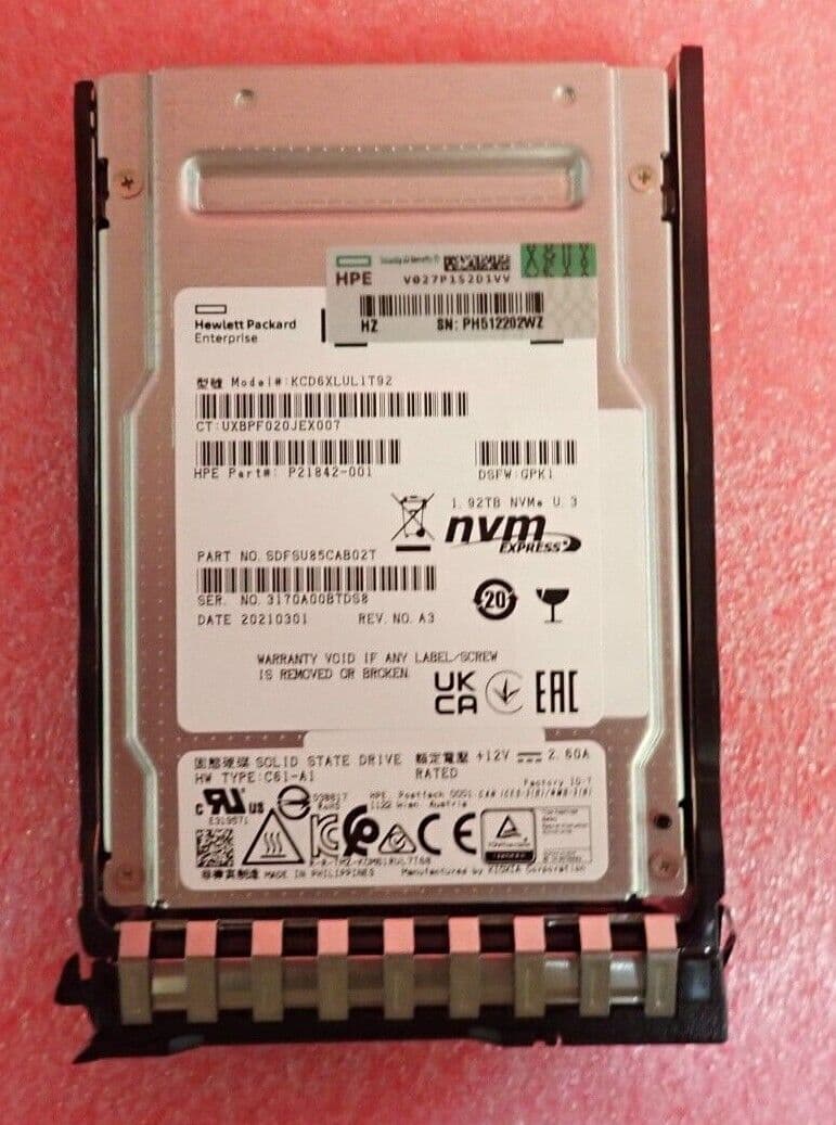 HPE 1 92TB 2 5" SFF NVMe 4 0 PCIe U 3 RI SSD P41508-001 P40483-B21 ...