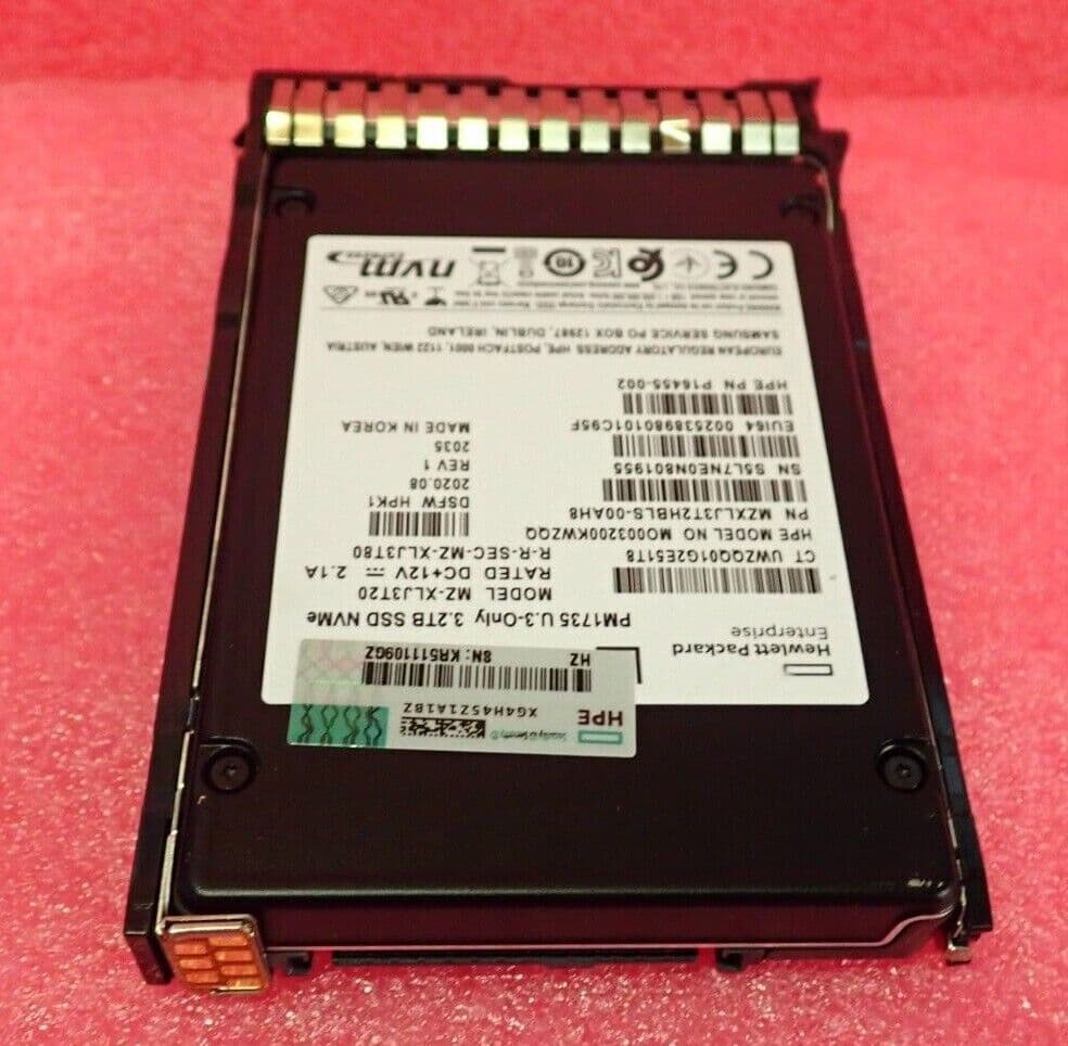 HPE 3 2TB NVMe x4 Mixed Use SC U 3 SFF 2 5" SSD P20738-001 P16455-002 ...