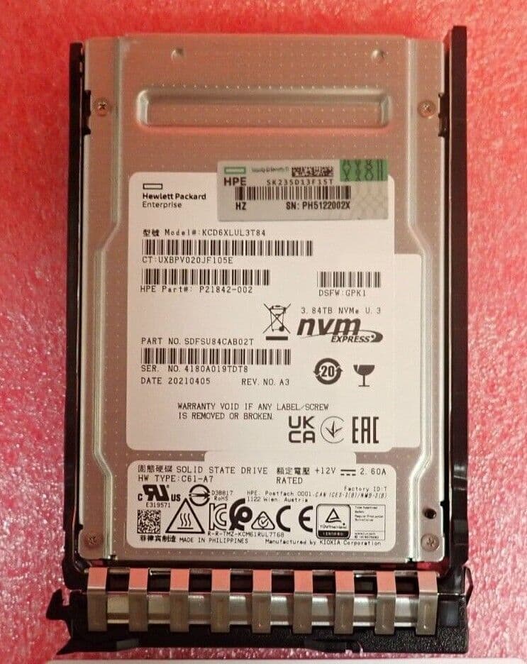 HPE 3 84TB NVMe Gen4 RI TLC U 3 SFF 2 5" SSD P40484-B21 P41509-001 ...