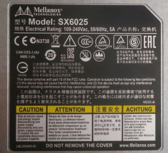 HPE Mellanox Infiniband IB SX6025 FDR 36-Port Switch 674863-001 670767 ...