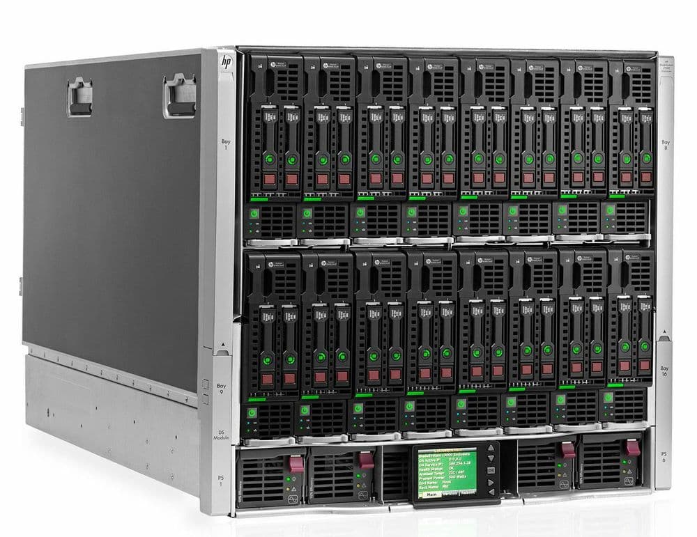 HPE ProLiant C7000 G2 16x BL460c Gen8 Blades 2x E5-2660 16GB RAM 2x ...