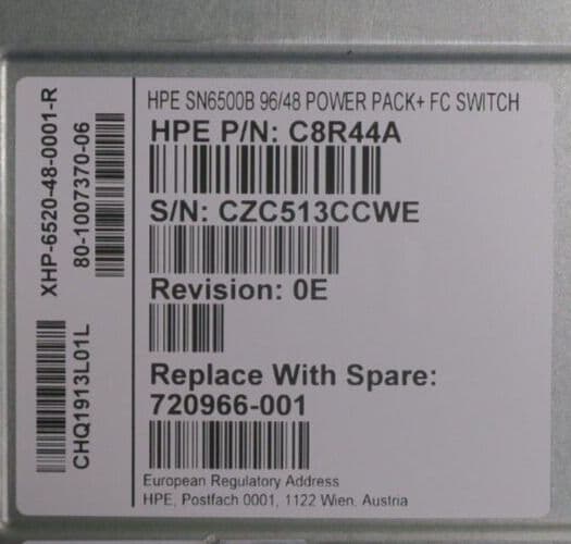 HPE SN6500B Brocade 6520 96-Port SFP 16Gb FC Switch C8R44A 72-Port Active