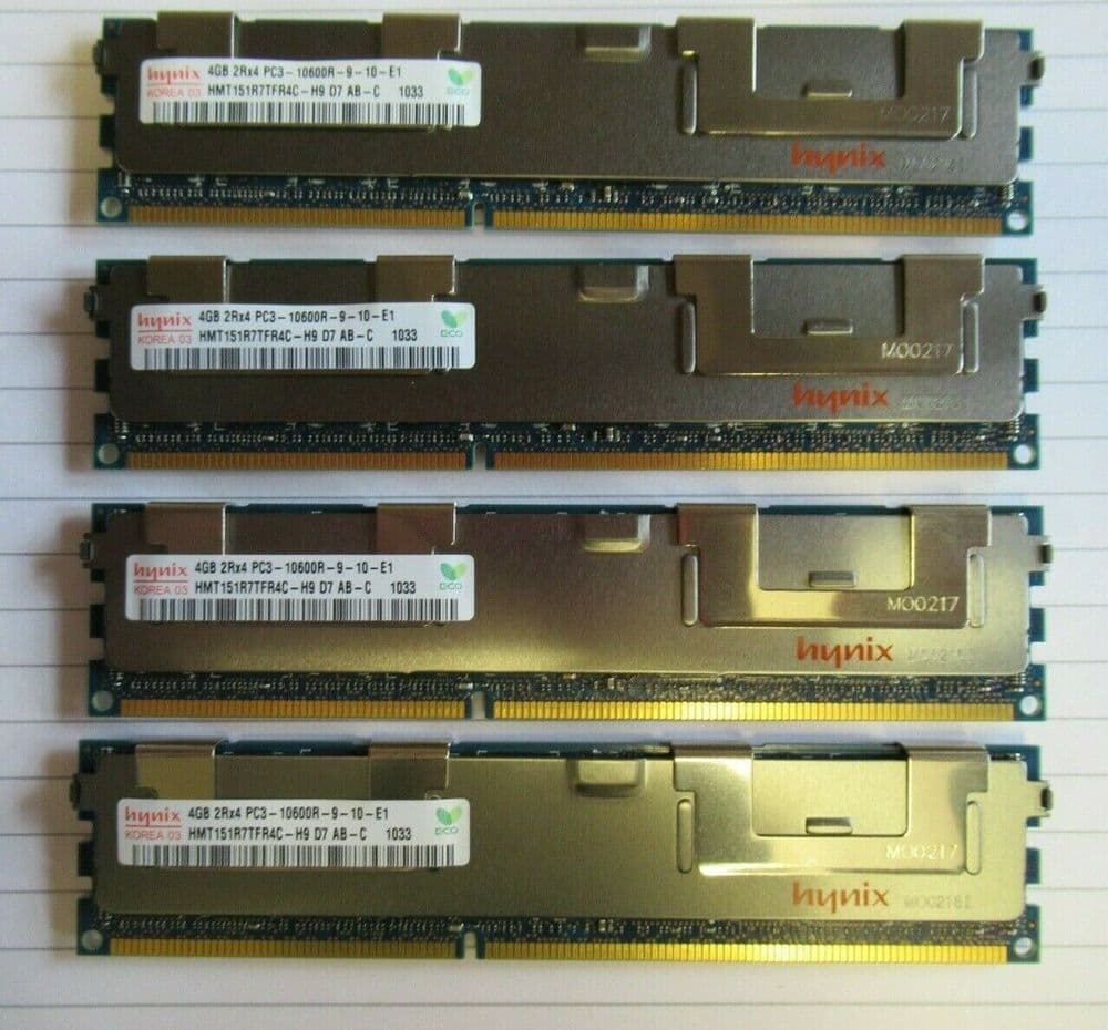 Hynix HMT151R7TFR4C-H9 16GB 4x4GB PC3-10600 DDR3-1333MHz ECC CL9 240P DIMM RAM
