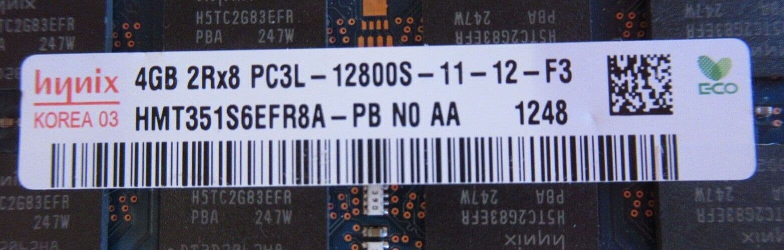 Hynix HMT351S6EFR8A-PB 4GB PC3-12800 DDR3-1600MHz non-ECC 204P SoDimm Memory