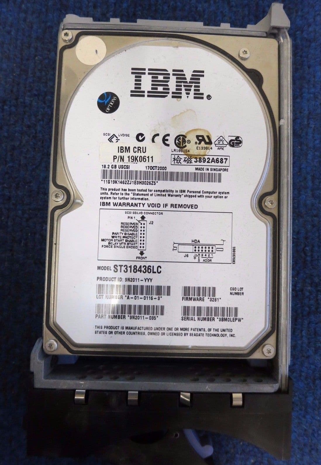 IBM 19K0611 ST318436LC 18GB 72000 RPM Ultra160 SCSI 2MB 3 5" Internal ...