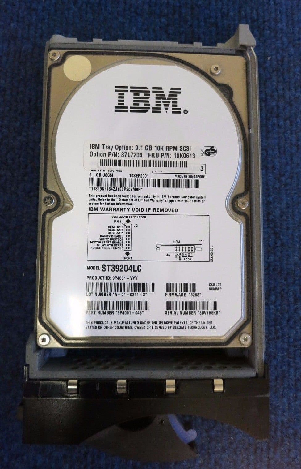 IBM 37L7204 19K0612 9GB 4MB 10K RPM 80 Pin Ultra160 SCSI 3 5" Hot Swap HDD