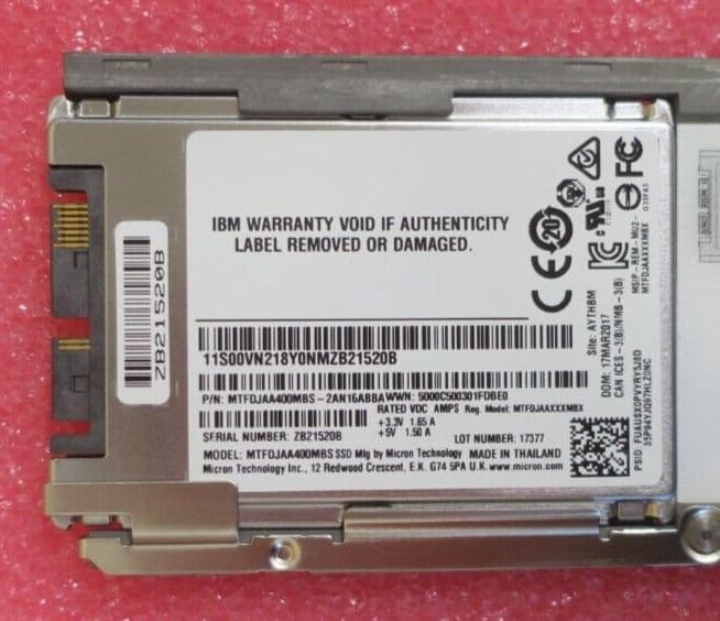 IBM 400GB Micro SAS 1 8" SSD Solid State Drive Flash Drive 00WV998 00WV999