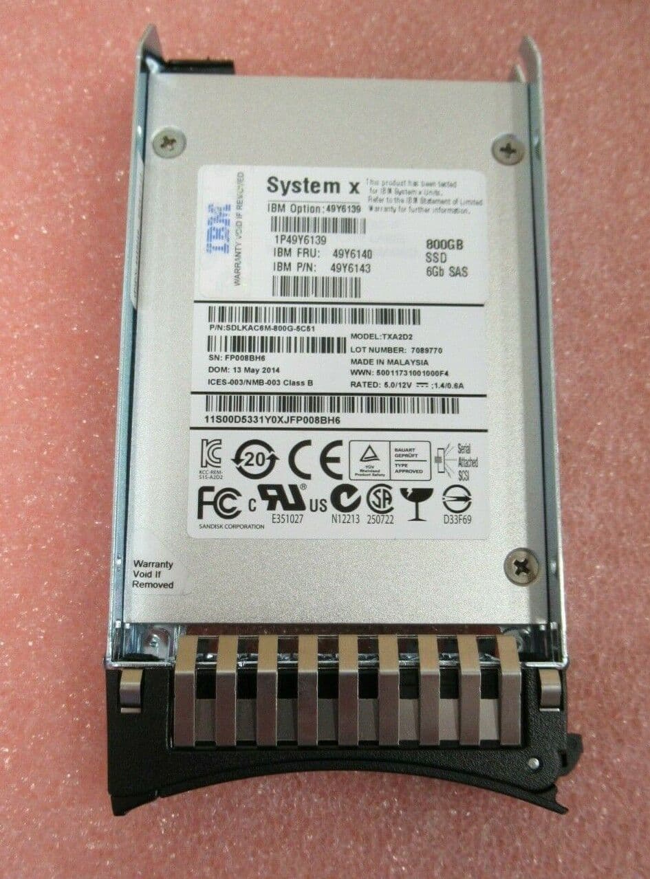 IBM 49Y6140 800GB 2 5 6G SAS MLC HS SSD Drive 49Y6139 49Y6143 System X HS23