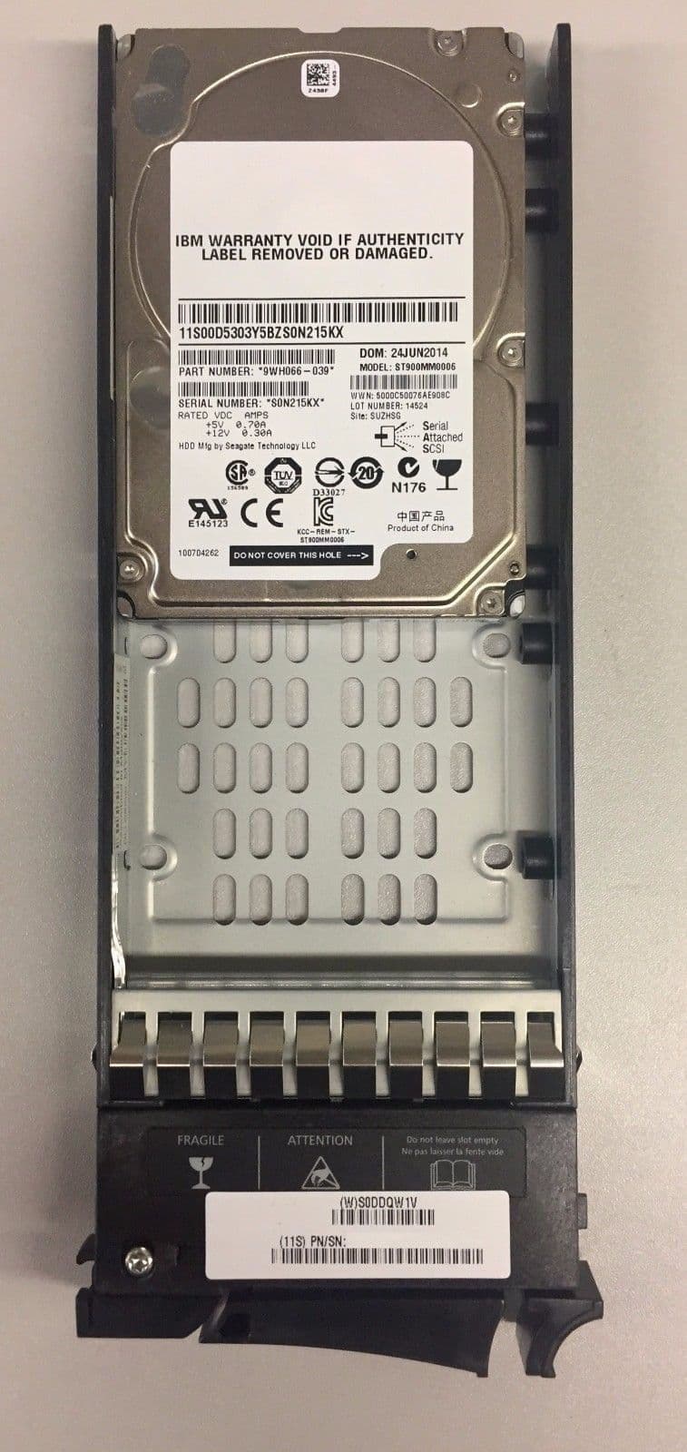IBM 900GB 6Gb/s 10K 2 5" SAS HDD Hard Drive 00L4568 00L4680 Caddy for V7000
