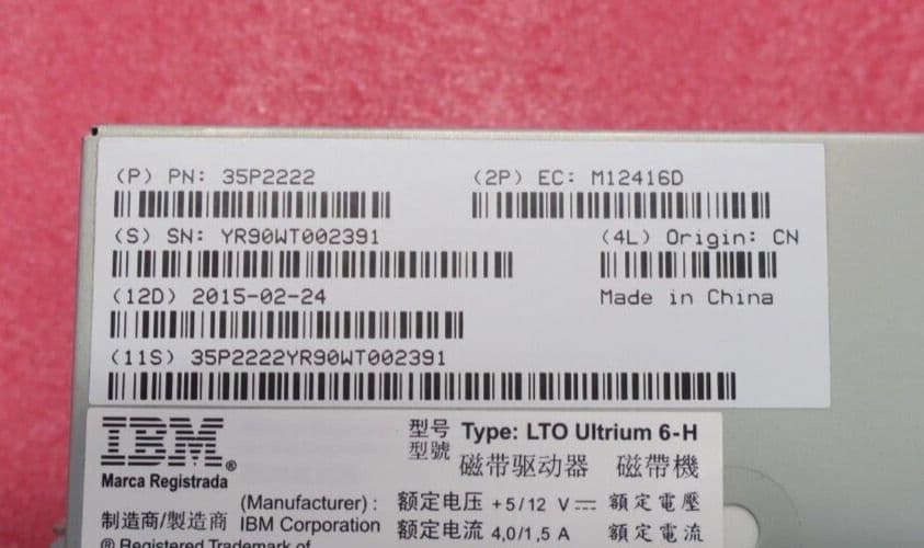 IBM 95P8257 LTO 6 Ultrium 6 SAS Backup Tape Drive 35P2222 IBM LTO6-HH ...