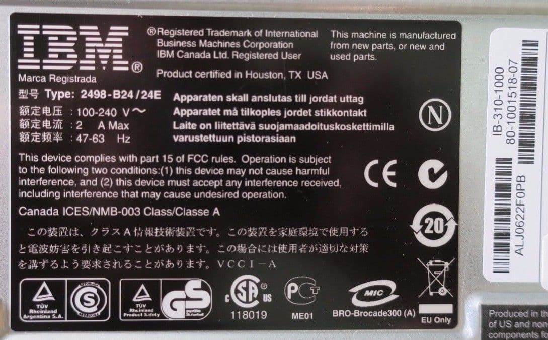 IBM Brocade 2498-24E 8Gb 8Gbps 24-Port FC SAN Switch - 24 PORTS ACTIVE ...