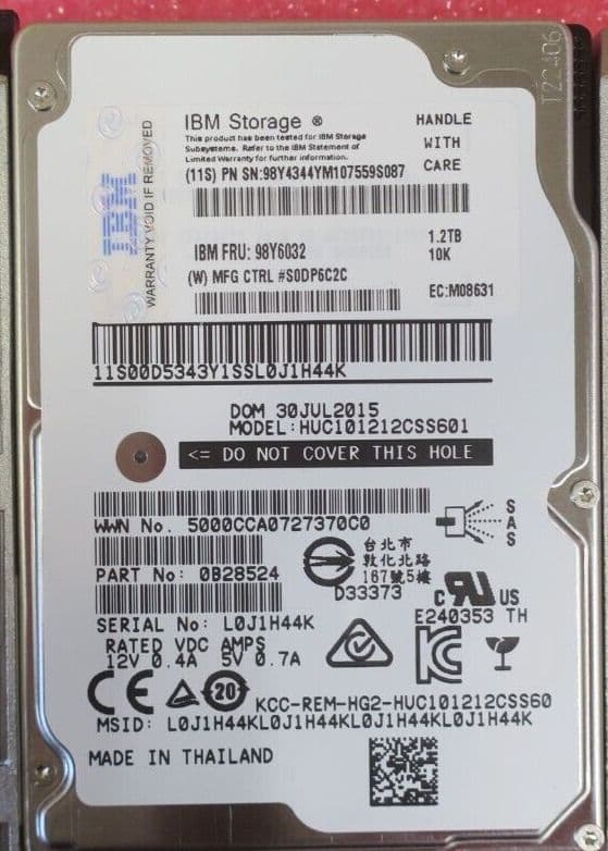 IBM DS8000 1 2TB 10K SAS SED 2 5" Hard Drive HDD HUC101212CSS601 ...