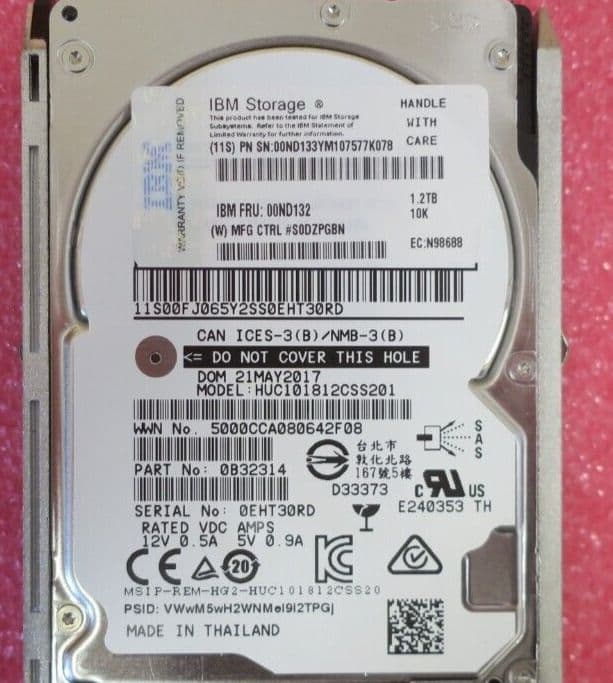 IBM DS8000 1 2TB 10K SAS SED 2 5" Hard Drive HDD HUC101812CSS201 ...