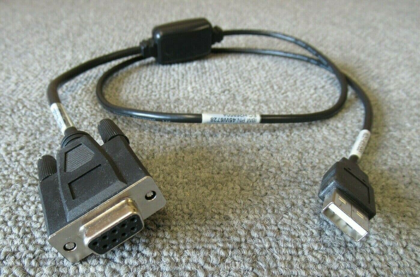 IBM EMC 45W6728 M2S1-M3USB3 USB Type A To DB9 Female Serial Cable 40"