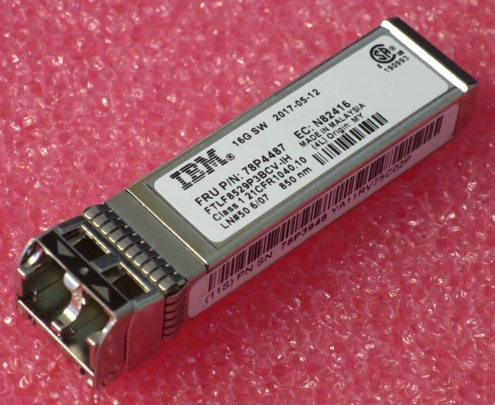 IBM FTLF8529P3BCV-IH 850nm 150m 16Gbps MMF SFP Transceiver Module 78P4487