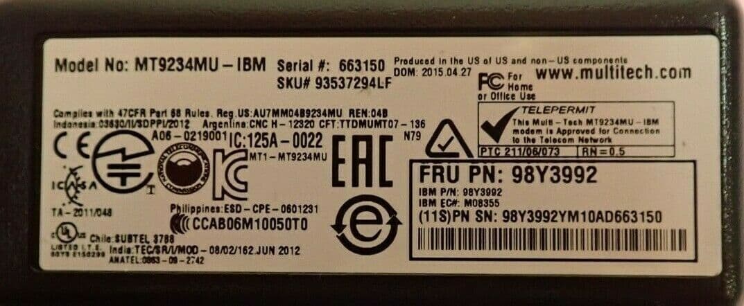 IBM MultiTech MultiMobile 56Kbps Portable USB Modem MT9234MU-IBM 98Y3992