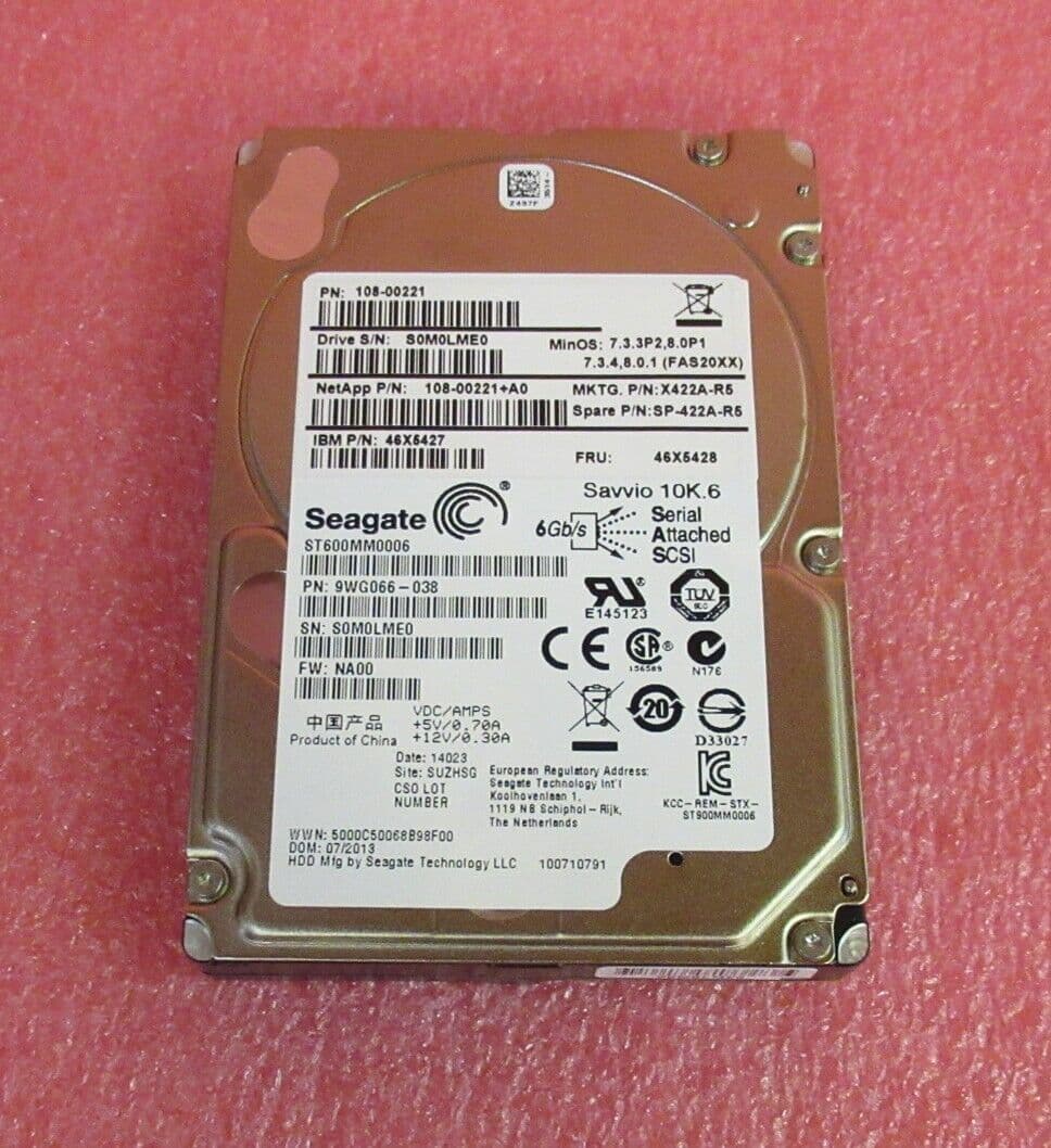 IBM NetApp 600GB 10K SAS 6Gb/s 2 5" 64MB Hard Drive HDD 46X5427 SP-422A-R5
