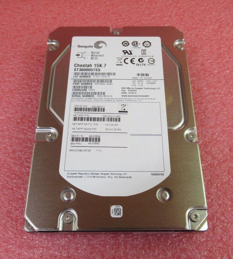 IBM NetApp 600GB 15K SAS 6Gb/s 3 5" 64MB Hard Drive HDD 46X0886 X412A ...