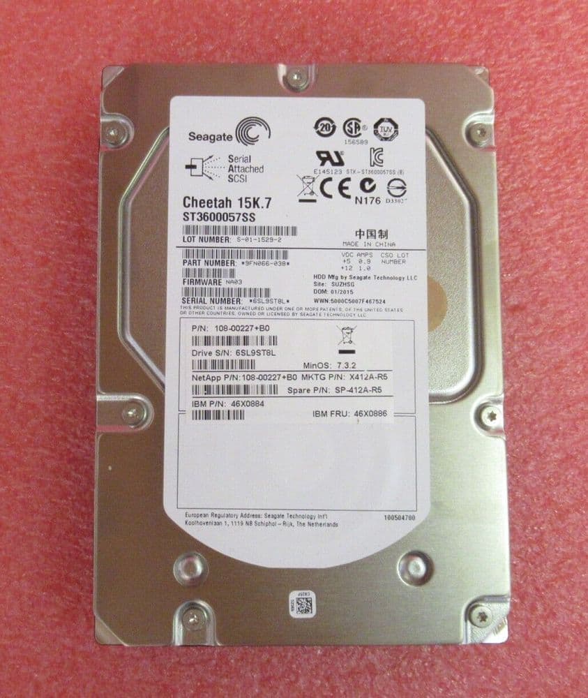 IBM NetApp 600GB 3 5" SAS 6GB/s 15k HDD Hard Drive X412A-R5 46X0886 NA03