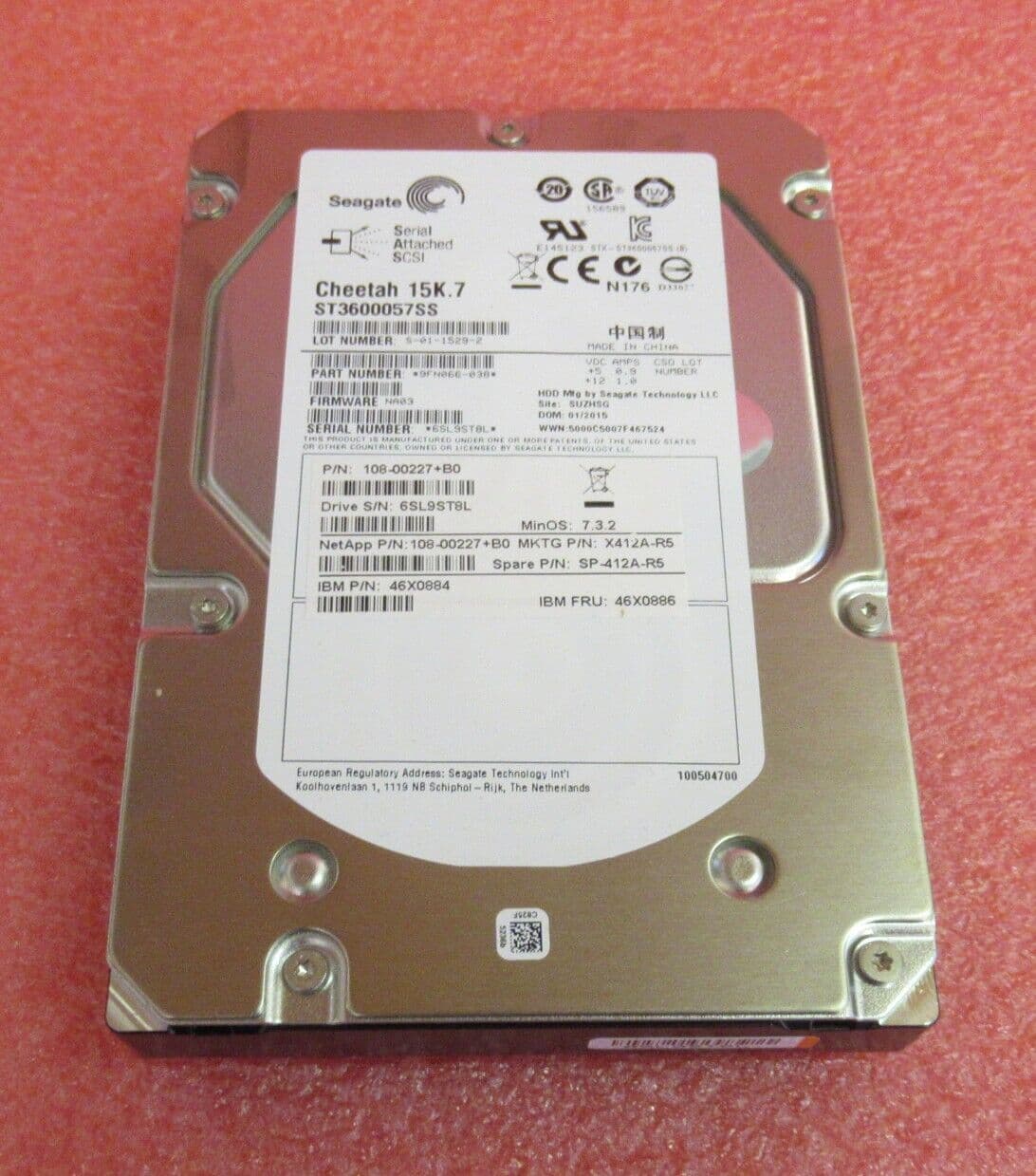 IBM NetApp 600GB 3 5" SAS 6GB/s 15k HDD Hard Drive X412A-R5 46X0886 NA03